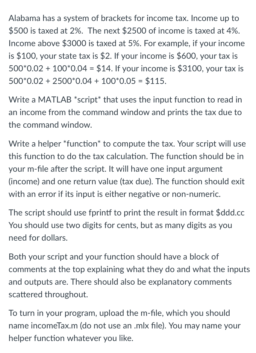 Solved Alabama has a system of brackets for income tax. | Chegg.com