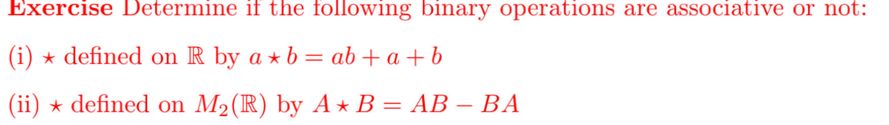 Solved Exercise Determine If The Following Binary Operations 9637