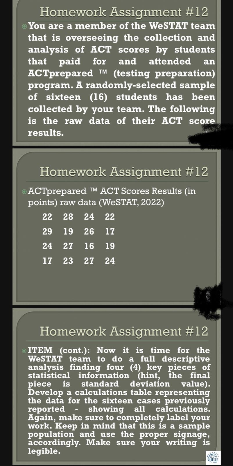 Solved Homework Assignment #12 You are a member of the | Chegg.com