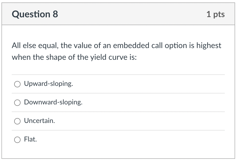 Solved All else equal, the value of an embedded call option | Chegg.com
