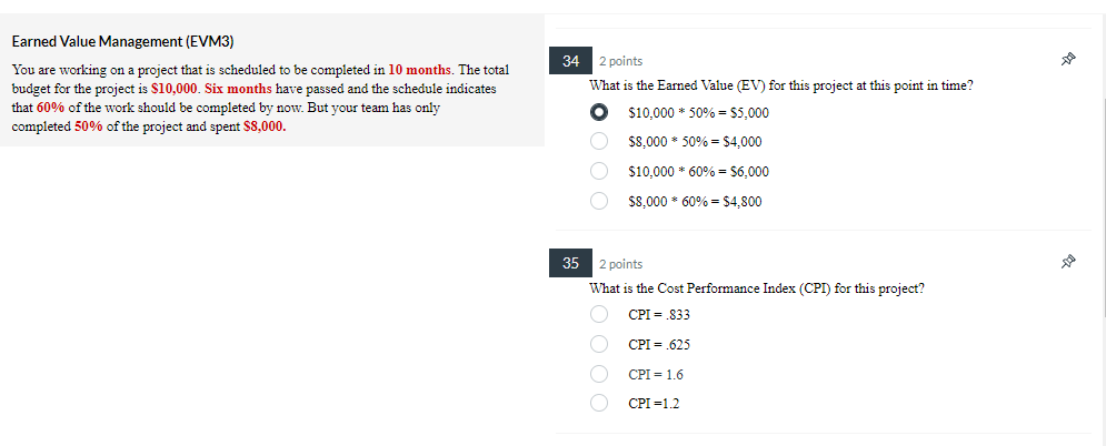 Solved Earned Value Management (EVM3) You are working on a | Chegg.com