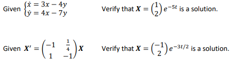 Solved Verifying Solutions to Systems of Linear | Chegg.com