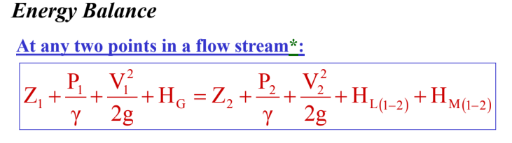 Solved Energy Balance At any two points in a flow stream*: | Chegg.com
