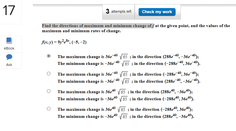 Solved Find the directions of maximum and minimum change of | Chegg.com