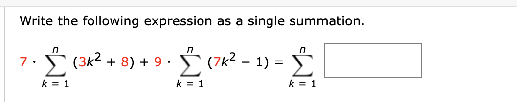 Solved Write the following expression as a single summation. | Chegg.com