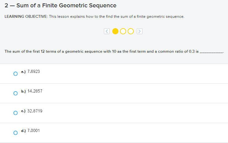 Solved 2- Sum of a Finite Geometric Sequence LEARNING | Chegg.com