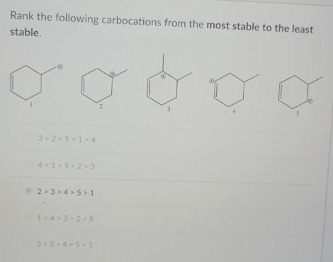 Solved Rank the following carbocations from the most stable | Chegg.com