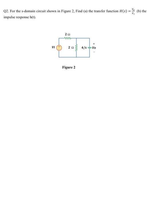 Solved Q2. For the s-domain circuit shown in Figure 2, Find | Chegg.com