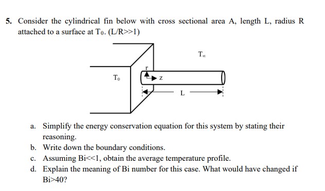 Solved Consider the cylindrical fin below with cross | Chegg.com