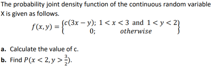 Solved The probability joint density function of the | Chegg.com