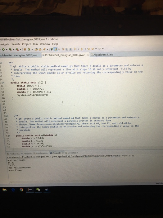 Solved 018/ProblemSet zhengtao 0003.java 1 -Eclipse lavigate | Chegg.com