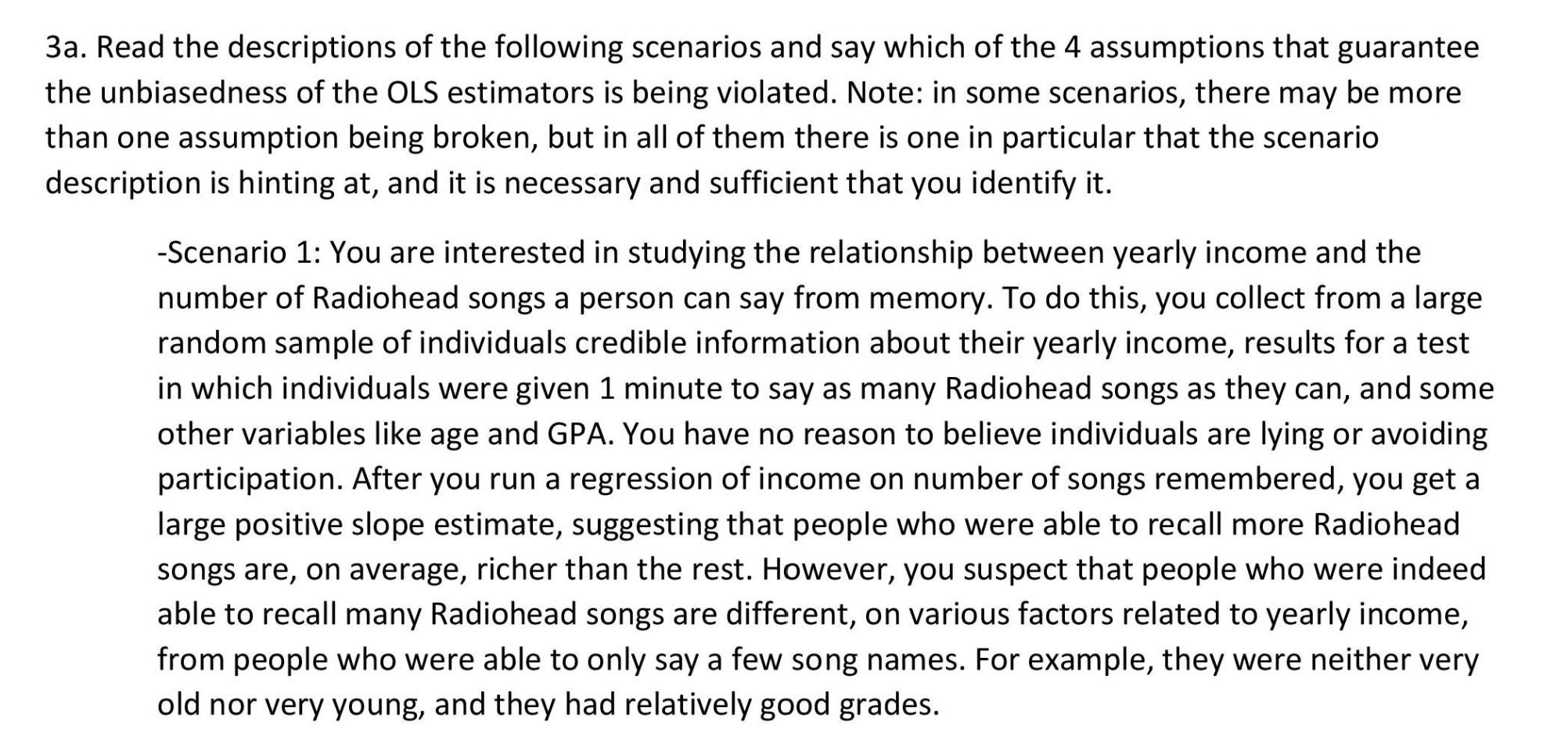 Solved 3a. Read the descriptions of the following scenarios | Chegg.com