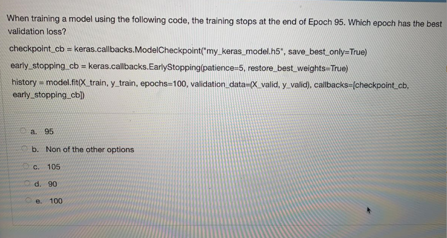 Solved When training a model using the following code, the | Chegg.com