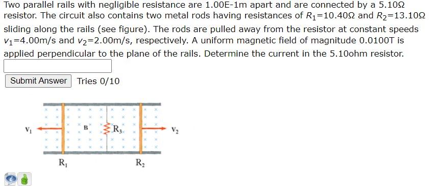 Solved Two parallel rails with negligible resistance are | Chegg.com