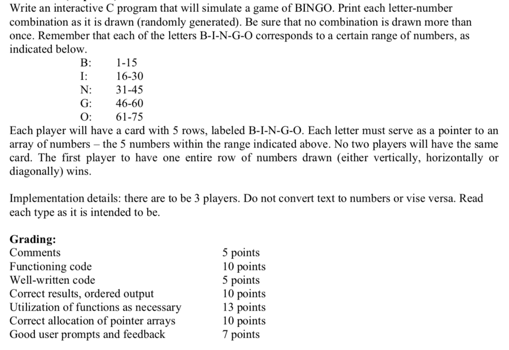 Solved Write An Interactive C Program That Will Simulate A