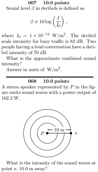 Solved The sound level at a distance of 2.92 m from a source | Chegg.com
