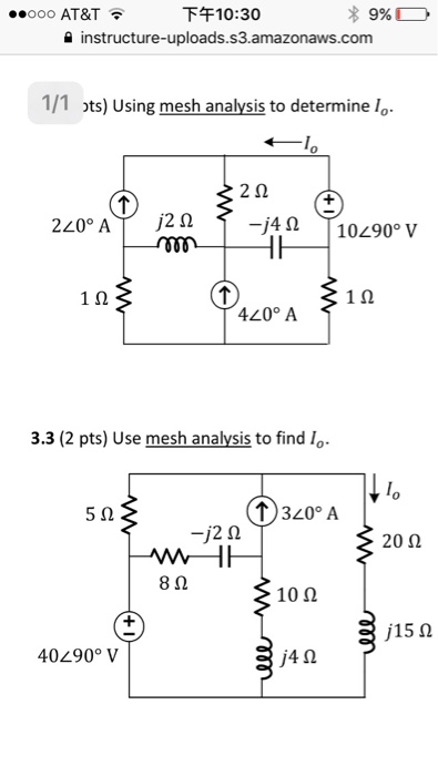 Solved Using mesh analysis to determine l_0. Use mesh | Chegg.com