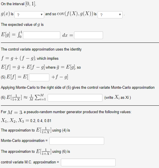 Solved (1 pt) Monte-Carlo and control variate Monte-Carlo | Chegg.com