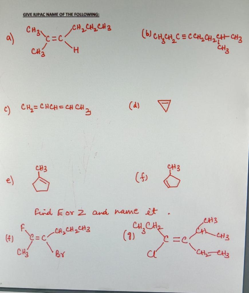 Solved GIVE IUPAC NAME OF THE FOLLOWING: CH₂ CH₂ CH3 이 3=C | Chegg.com