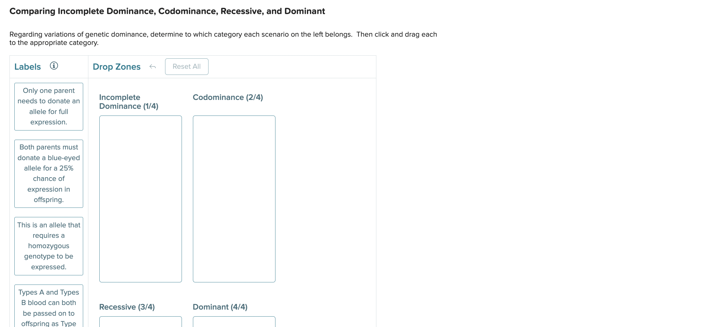 Solved Comparing Incomplete Dominance, Codominance, | Chegg.com