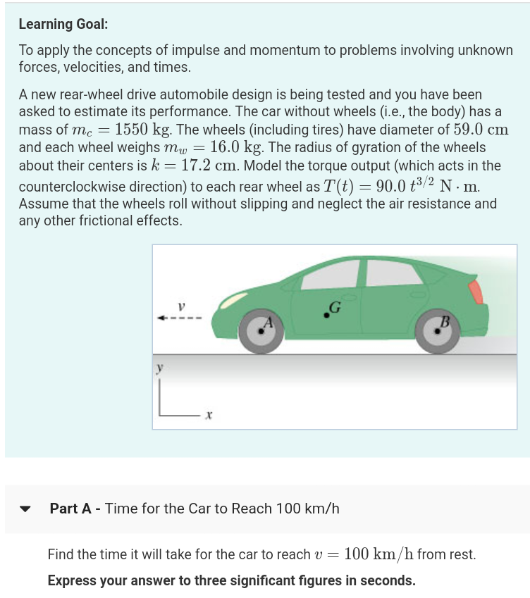 Solved Learning Goal: To apply the concepts of impulse and | Chegg.com