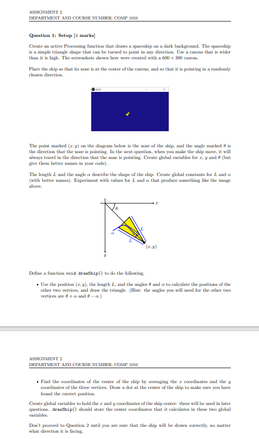 ASSIGNMENT 2 DEPARTMENT AND COURSE NUMBER: COMP 1010 | Chegg.com