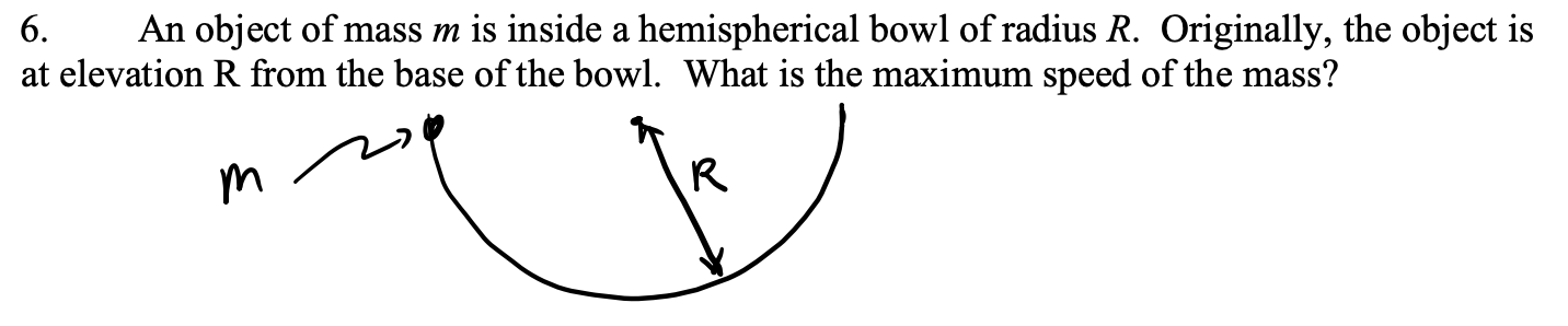 Solved 6. An object of mass m is inside a hemispherical bowl | Chegg.com