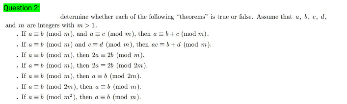 Solved determine whether each of the following "theorems" is | Chegg.com
