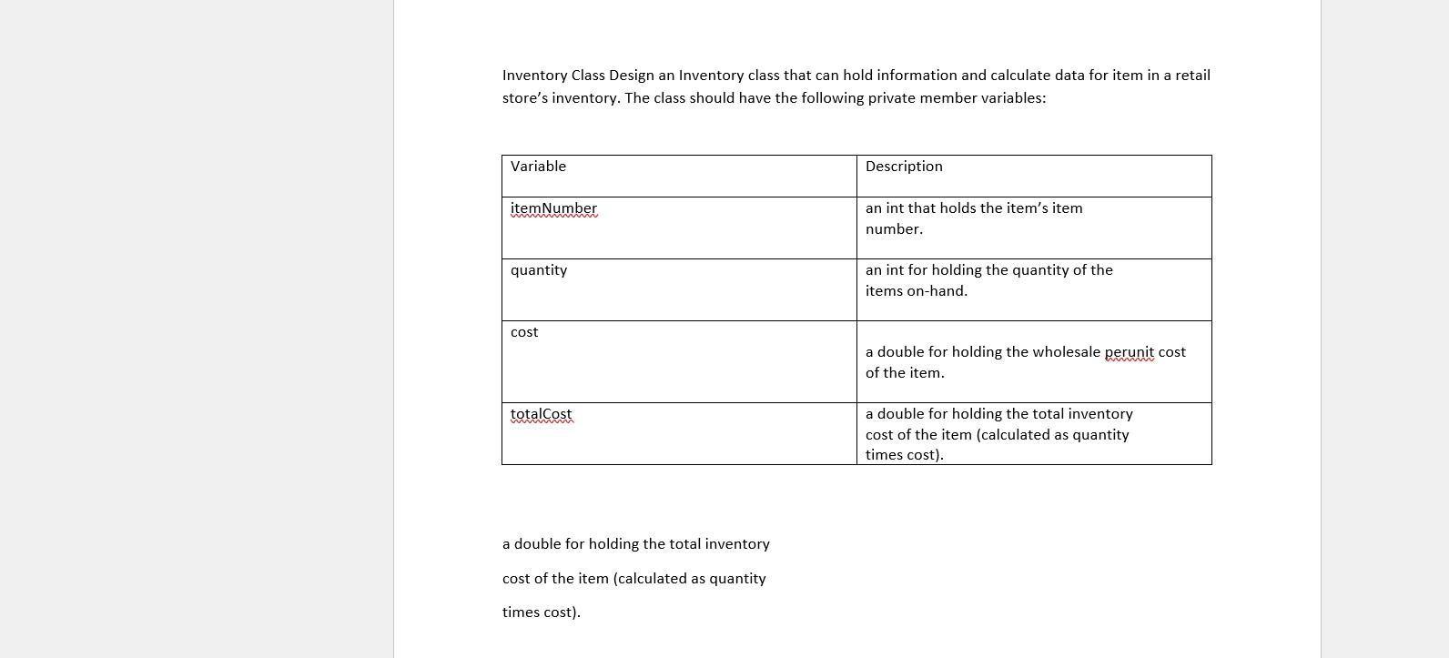 Solved Inventory Class Design an Inventory class that can | Chegg.com