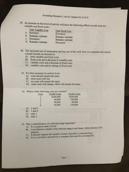 Solved Accounting Principles 2, Test#2,apoers 20, 21 & 22 | Chegg.com