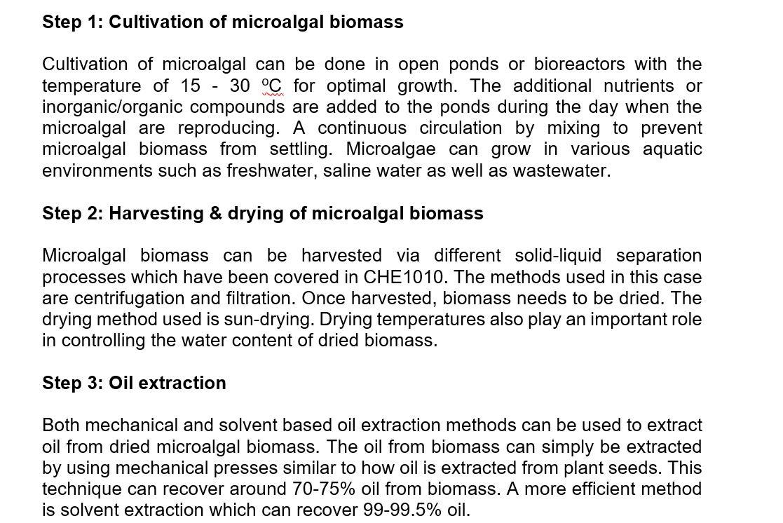 Solved Case study: Biofuels derived from microalgal biomass | Chegg.com