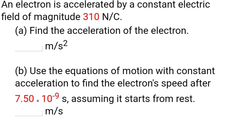 Solved An electron is accelerated by a constant electric | Chegg.com