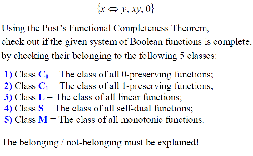 X® Xy 0 Using The Posts Functional Completeness 