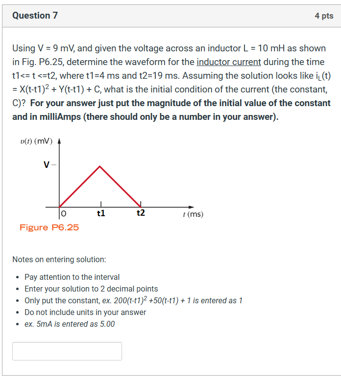 Solved Question 7Using V=9mV, ﻿and given the voltage across | Chegg.com