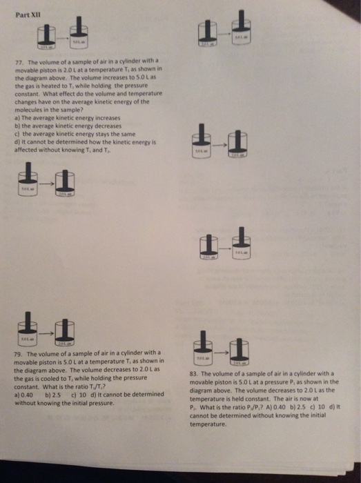 Solved Part XII 77. The volume of a sample of air in a | Chegg.com