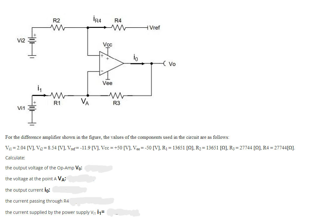 Solved For the difference amplifier shown in the figure, the | Chegg.com