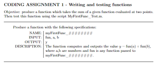 Solved CODING ASSIGNMENT 1 - Writing and testing functions | Chegg.com