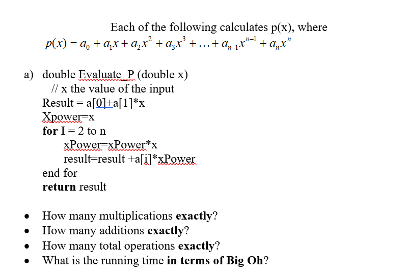 Solved Each of the following calculates p(x), where P(x) = , | Chegg.com