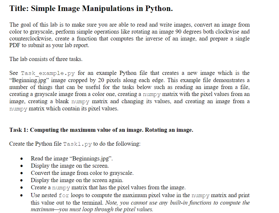 Title: Simple Image Manipulations in Python. The goal | Chegg.com