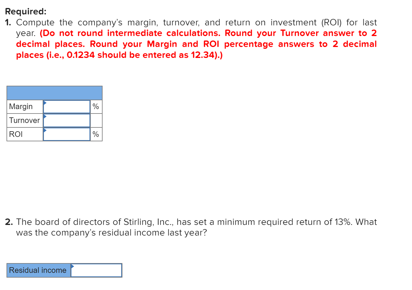 Solved Financial data for Stirling, Inc., for last year are | Chegg.com