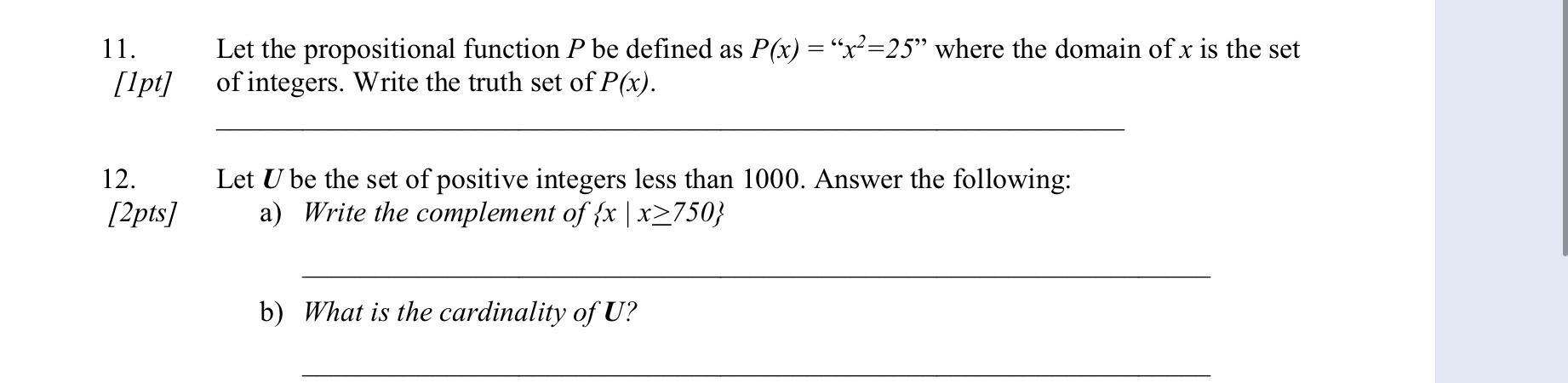 Solved 11. Let the propositional function P be defined as | Chegg.com