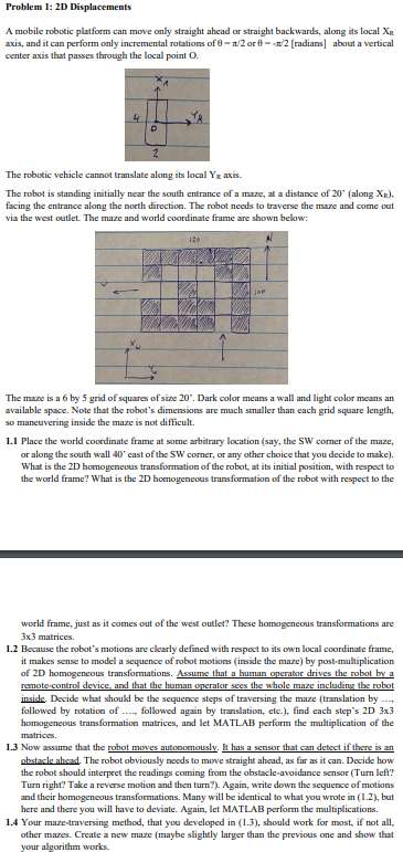 Solved Problem 1: 2D Displacements A mobile robotic platform | Chegg.com