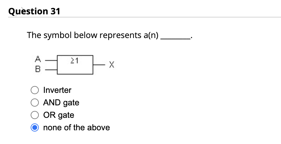 Solved The symbol below represents a(n) Inverter AND gate OR | Chegg.com