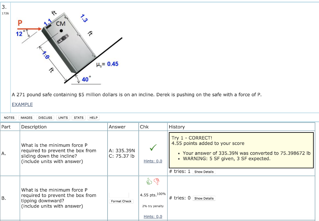 Solved 3. ft 1726 P CM 12 H0.45 40 A 271 pound safe | Chegg.com