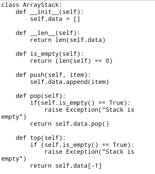Solved class ArrayStack: def _init__(self): self.data- [] | Chegg.com