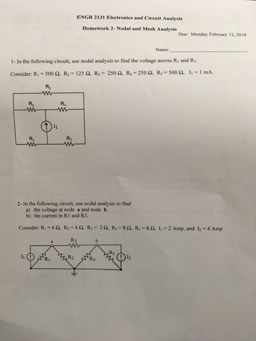 Solved ENGR 2131 Electronics and Circuit Analysis Homework | Chegg.com