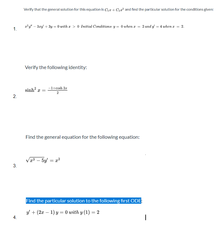 Solved Verify that the general solution for this equation is | Chegg.com