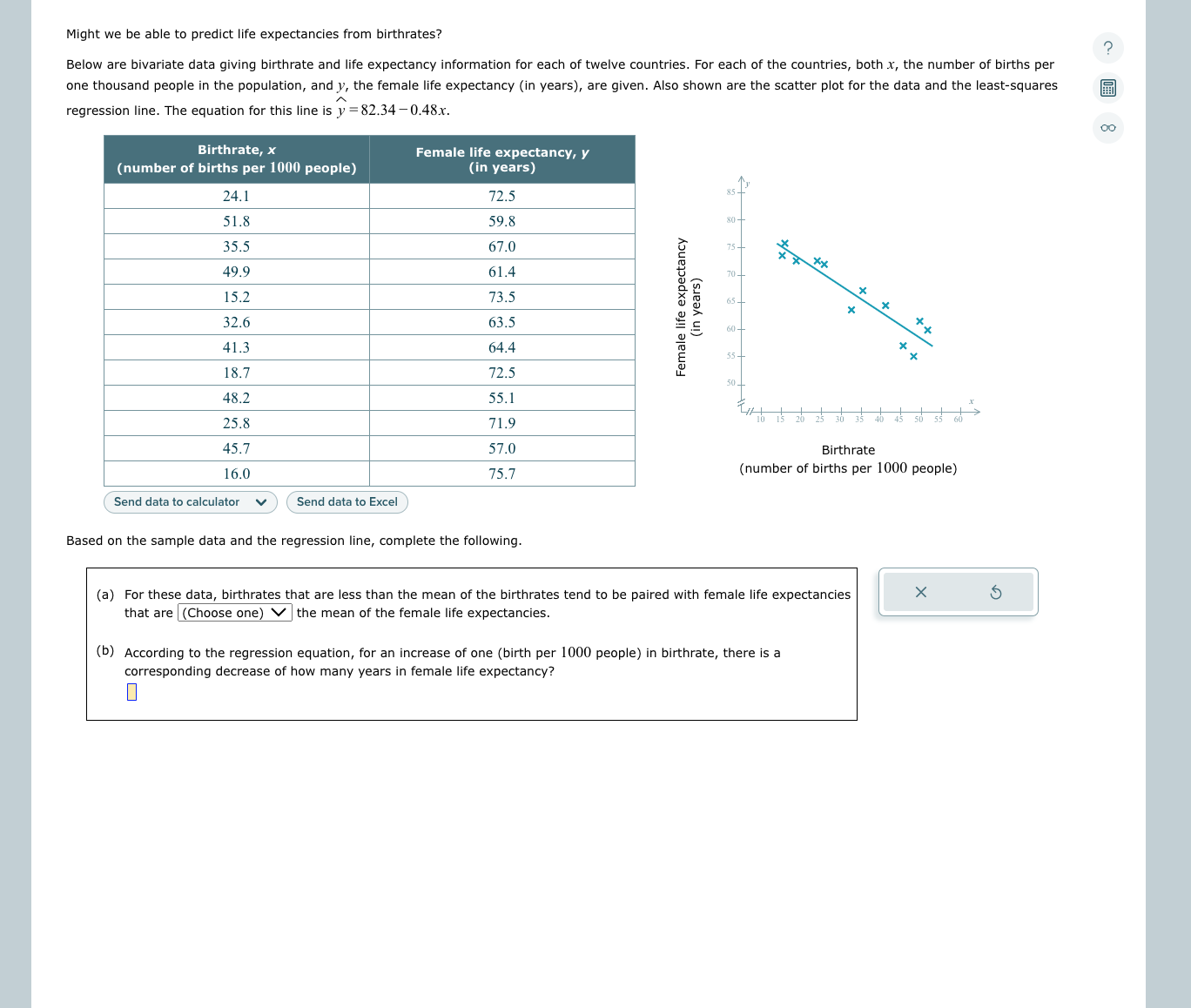 Solved Might we be able to predict life expectancies from | Chegg.com