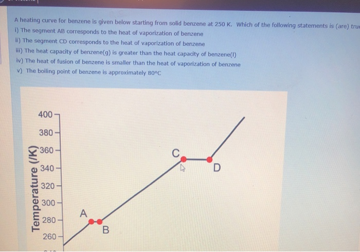 Solved A heating curve for benzene is given below starting | Chegg.com