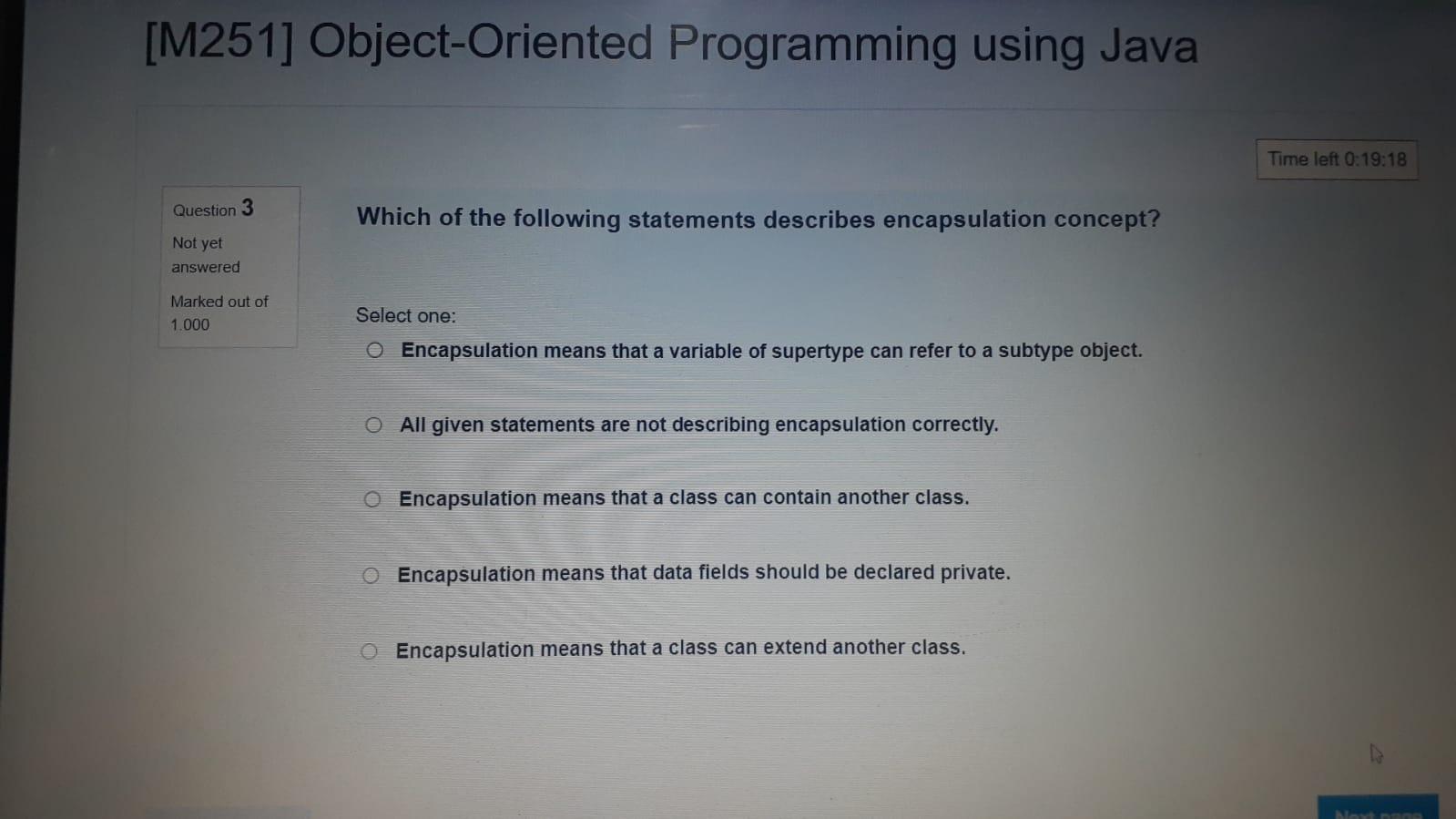 Solved [M251] Object-Oriented Programming using Java Time | Chegg.com